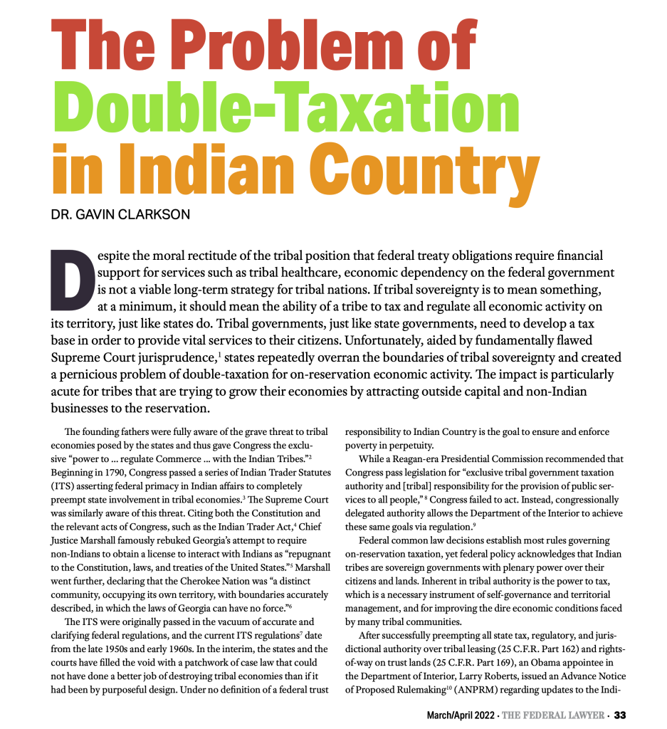 Gavin Clarkson: It’s past time to end double taxation in Indian Country ...